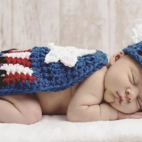 Handmade | Matching Sets | Crochet Baby Captain America Outfit Photo ...